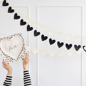 Glitter Hearts Banner, Valentines Love Garland, Black and White ...