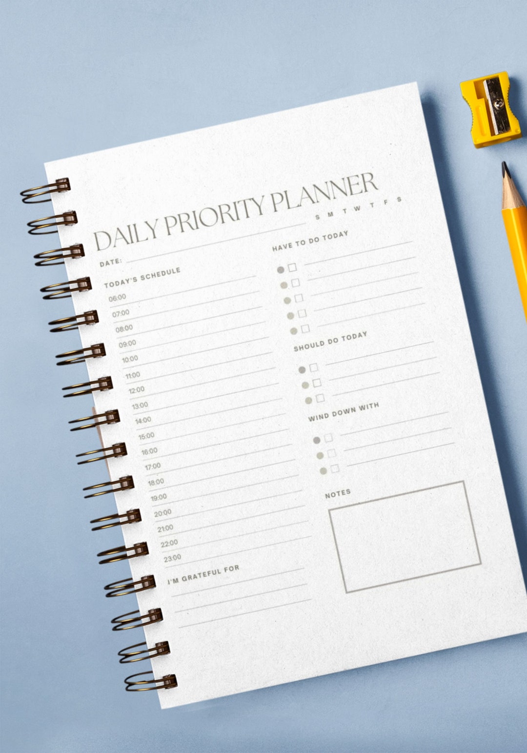 Daily Planner Digital Download- Printable PDF Daily Priority Planner - Etsy