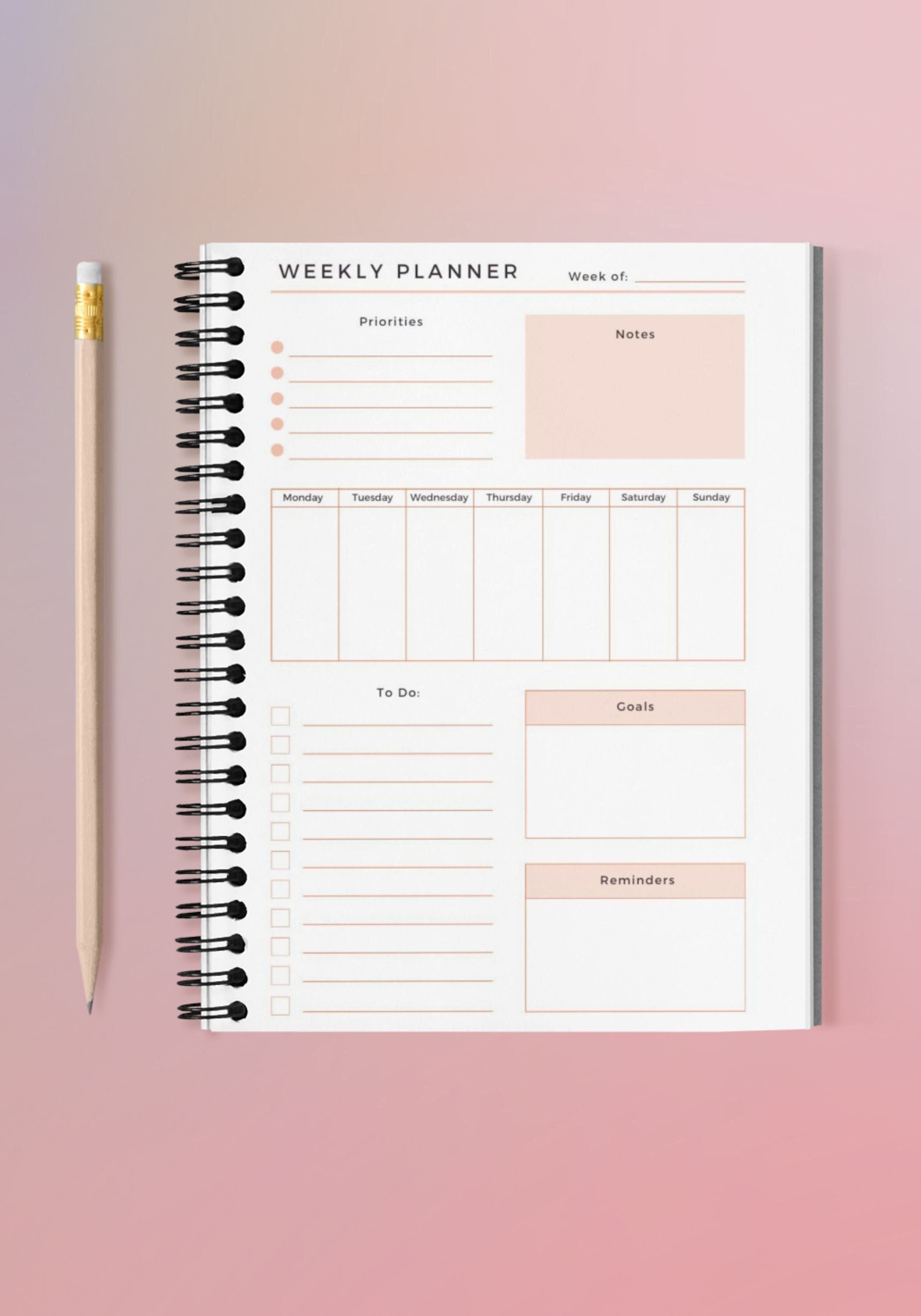 Weekly Planner Digital Download- Printable PDF - Etsy