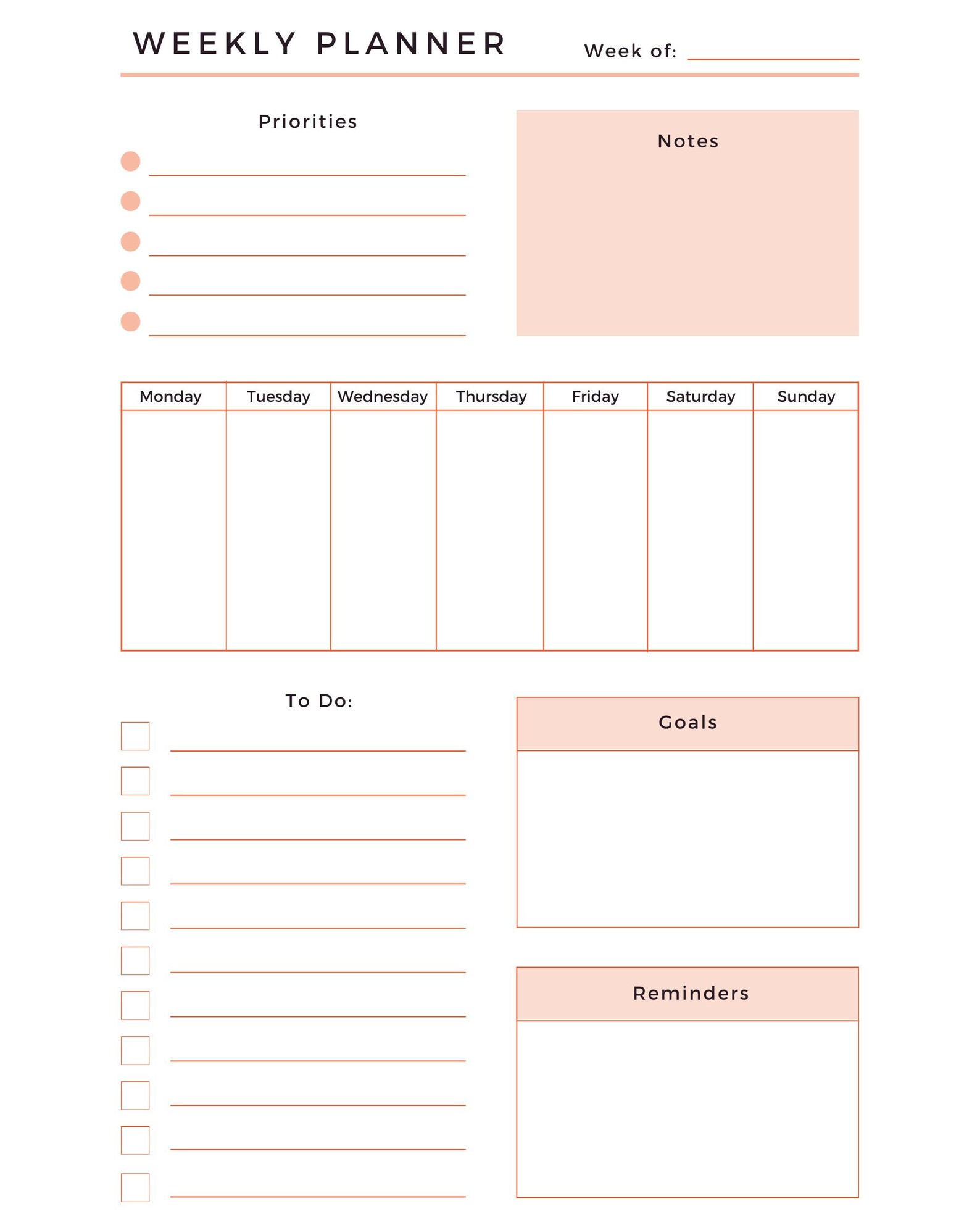 Weekly Planner Digital Download- Printable PDF - Etsy