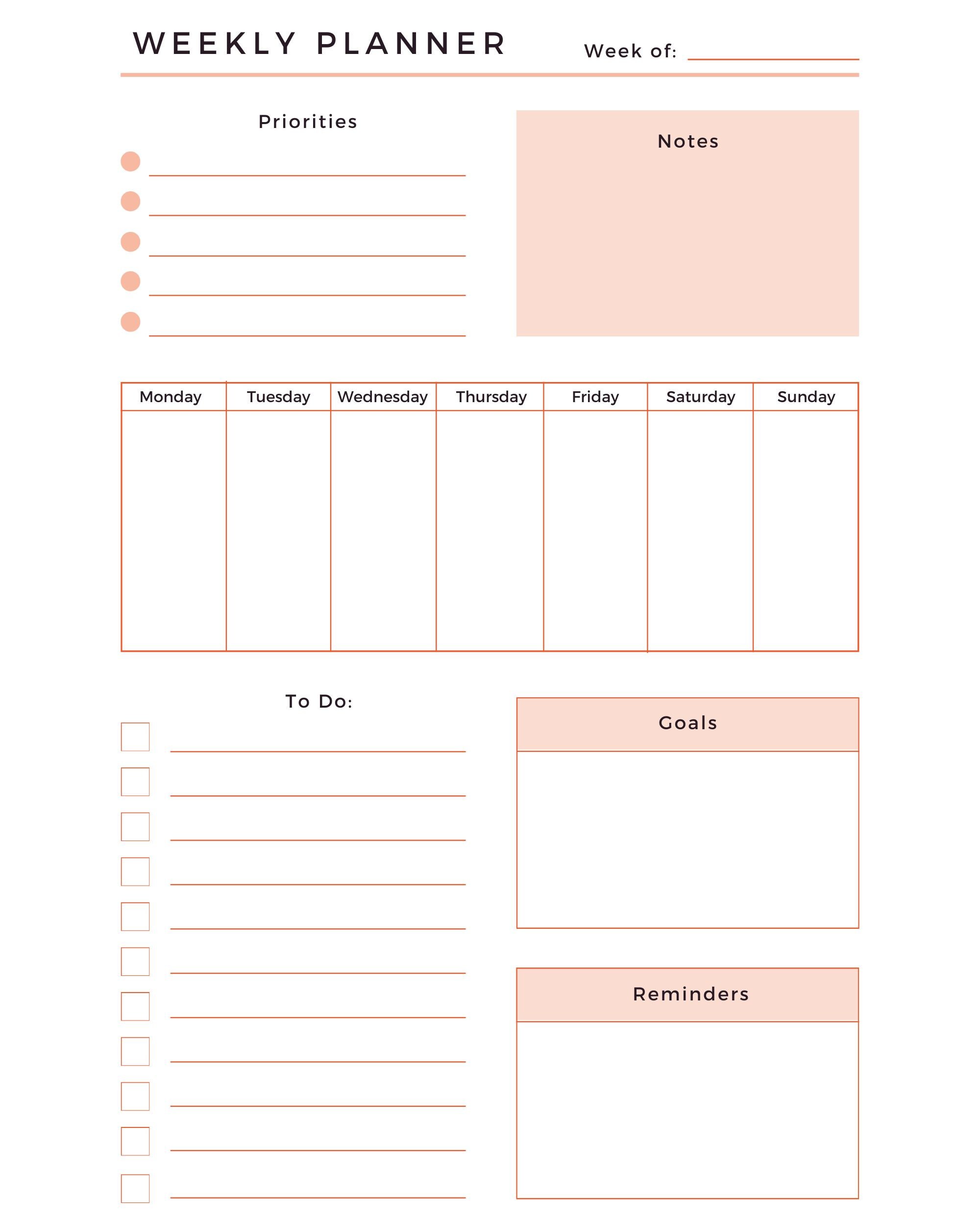 Weekly Planner Digital Download- Printable PDF - Etsy