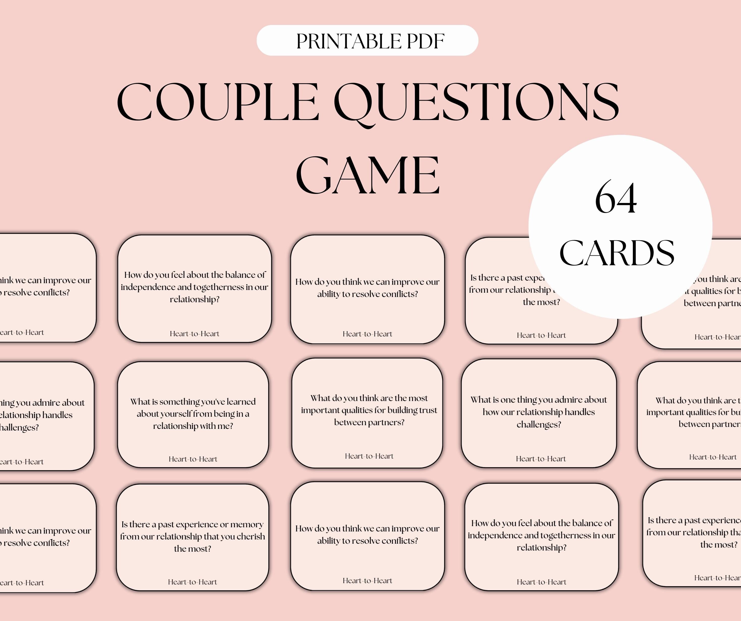Couple Questions Cards Games, Deep Conversation Starter, Gift for Him ...