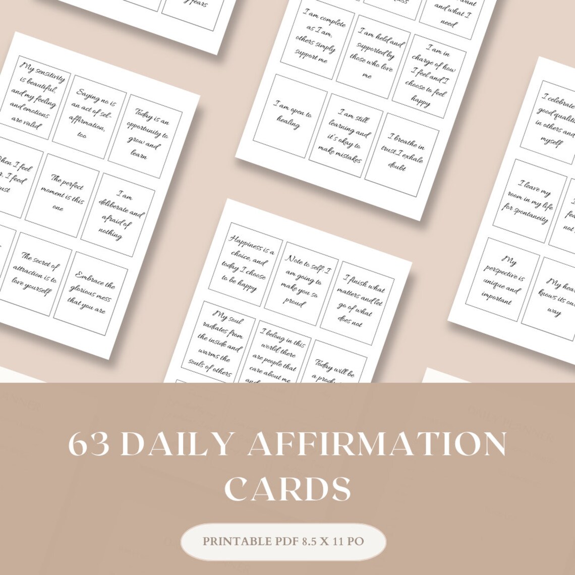 63 Affirmation Cards Printable, Cards Deck, Positive PDF, Manifestation ...