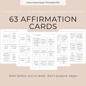 63 Affirmation Cards Printable, Cards Deck, Positive PDF, Manifestation ...