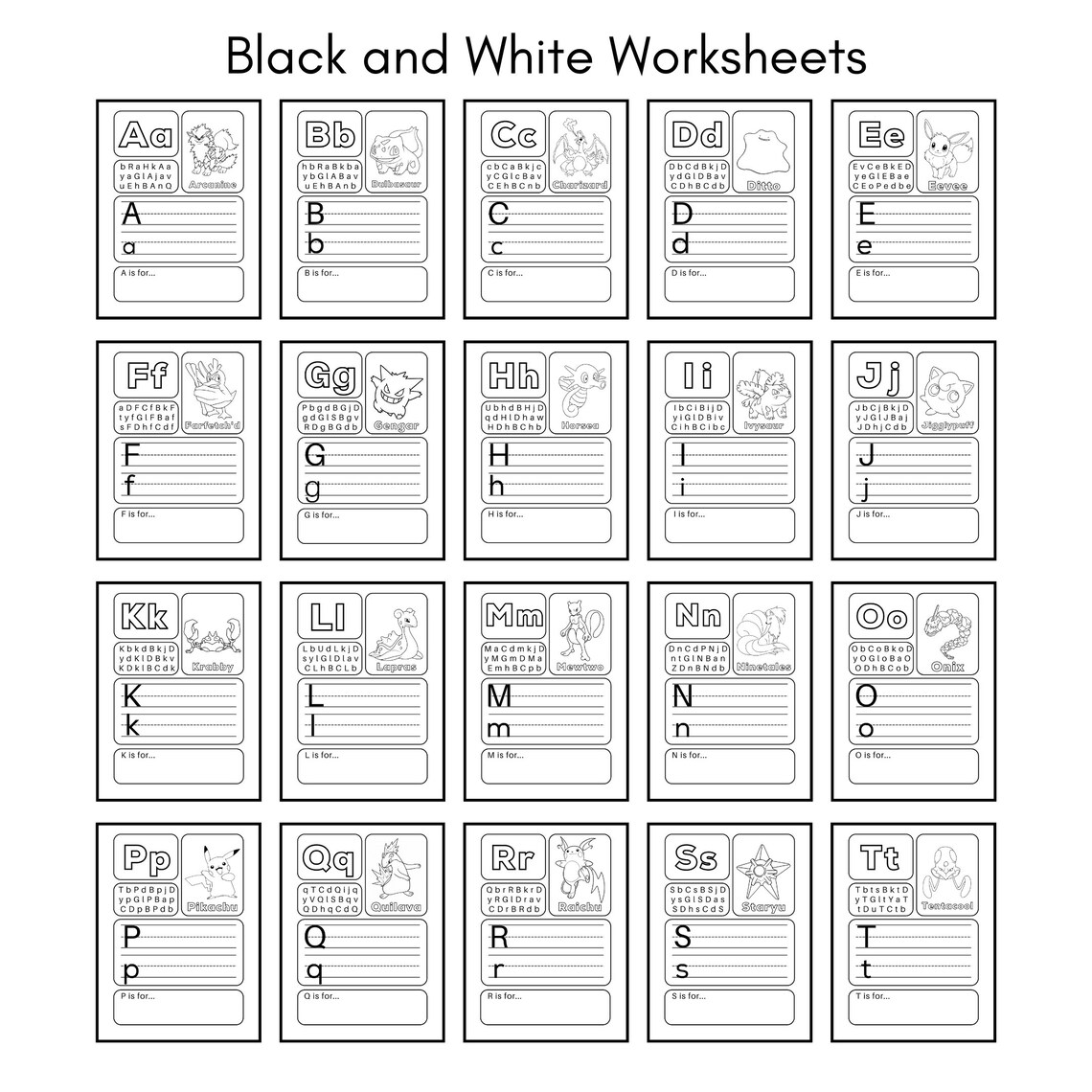 Preschool Pokemon Alphabet Worksheets, Pokemon Preschool Worksheets ...