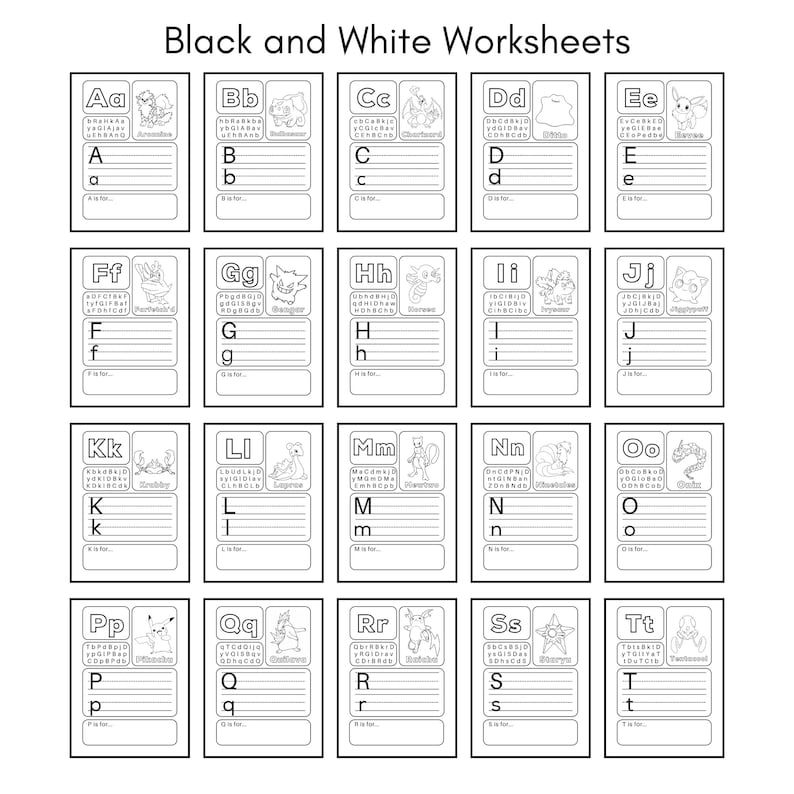 Preschool Pokemon Alphabet Worksheets, Pokemon Preschool Worksheets ...