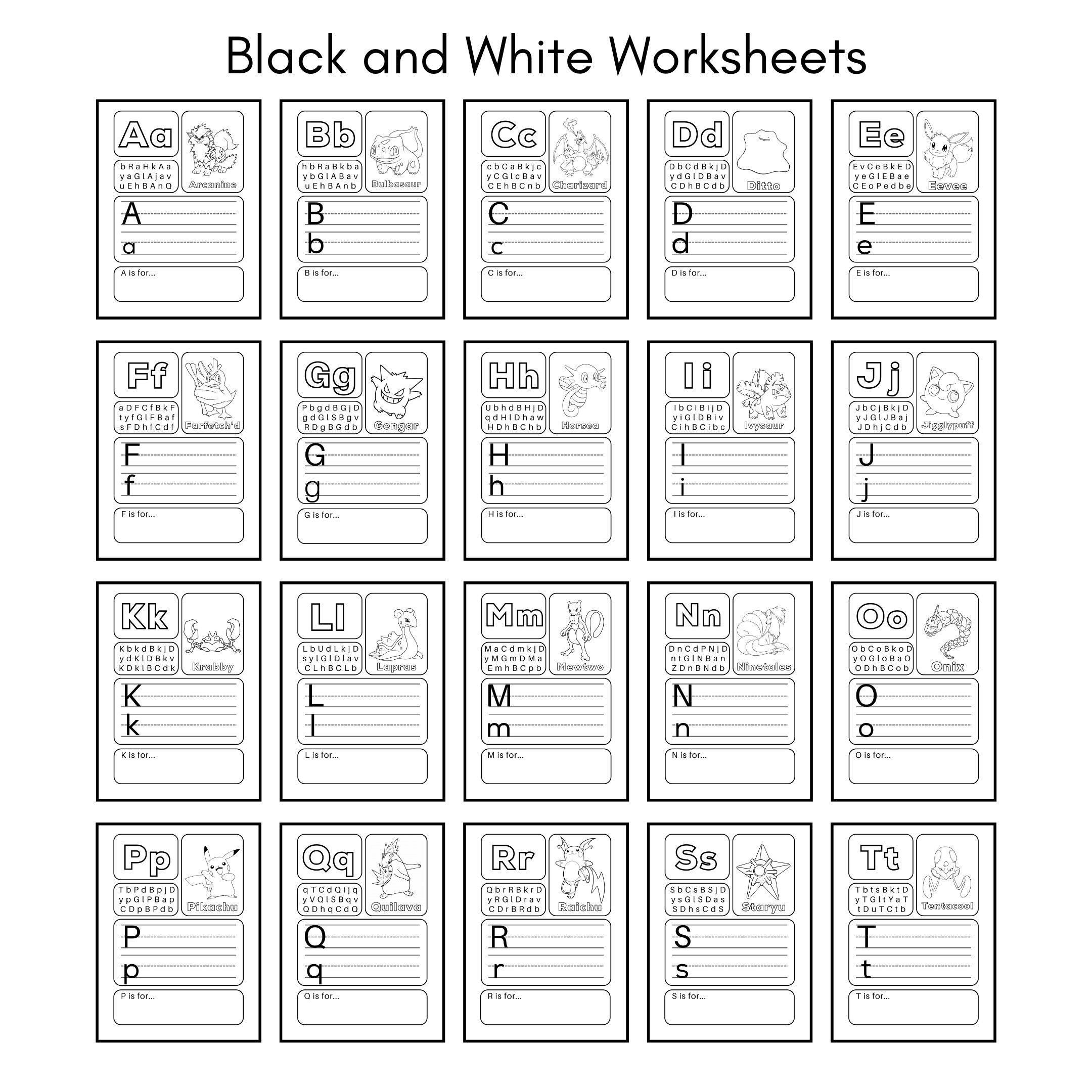 Preschool Pokemon Alphabet Worksheets, Pokemon Preschool Worksheets ...