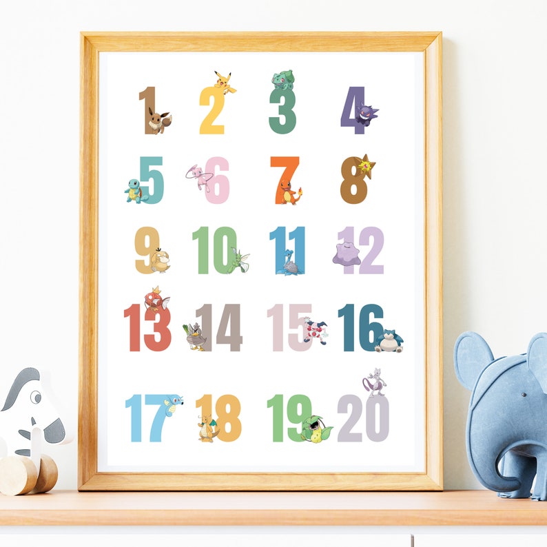 Pokemon Numbers Poster Printable, Educational Pokemon PRINTABLE Wall ...