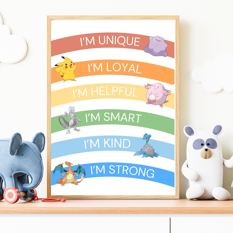 Pokemon Affirmation Poster Printable, Positive Kids Room Decor, Pokemon ...
