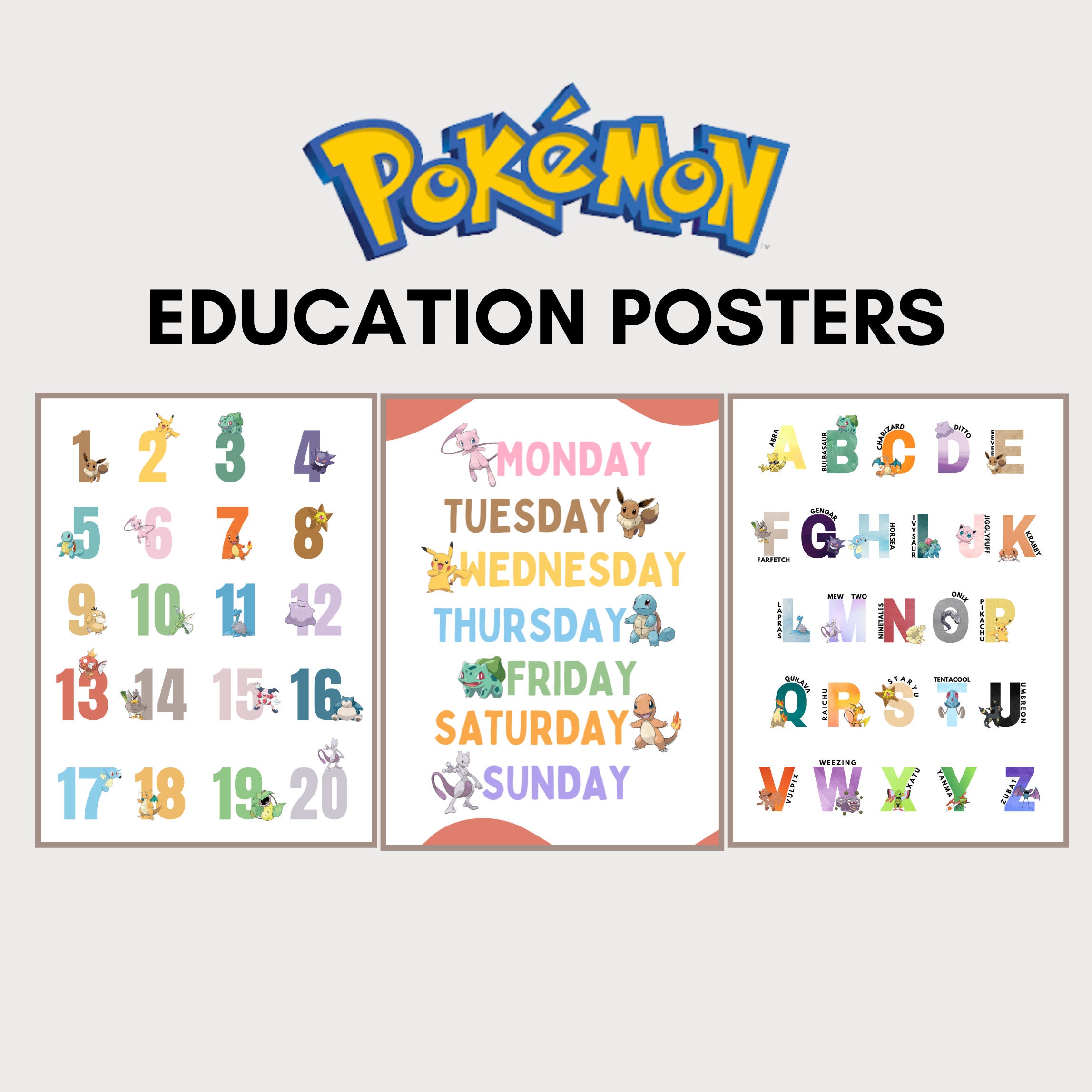 Pokemon Educational Posters Printable, Educational Pokemon PRINTABLE ...