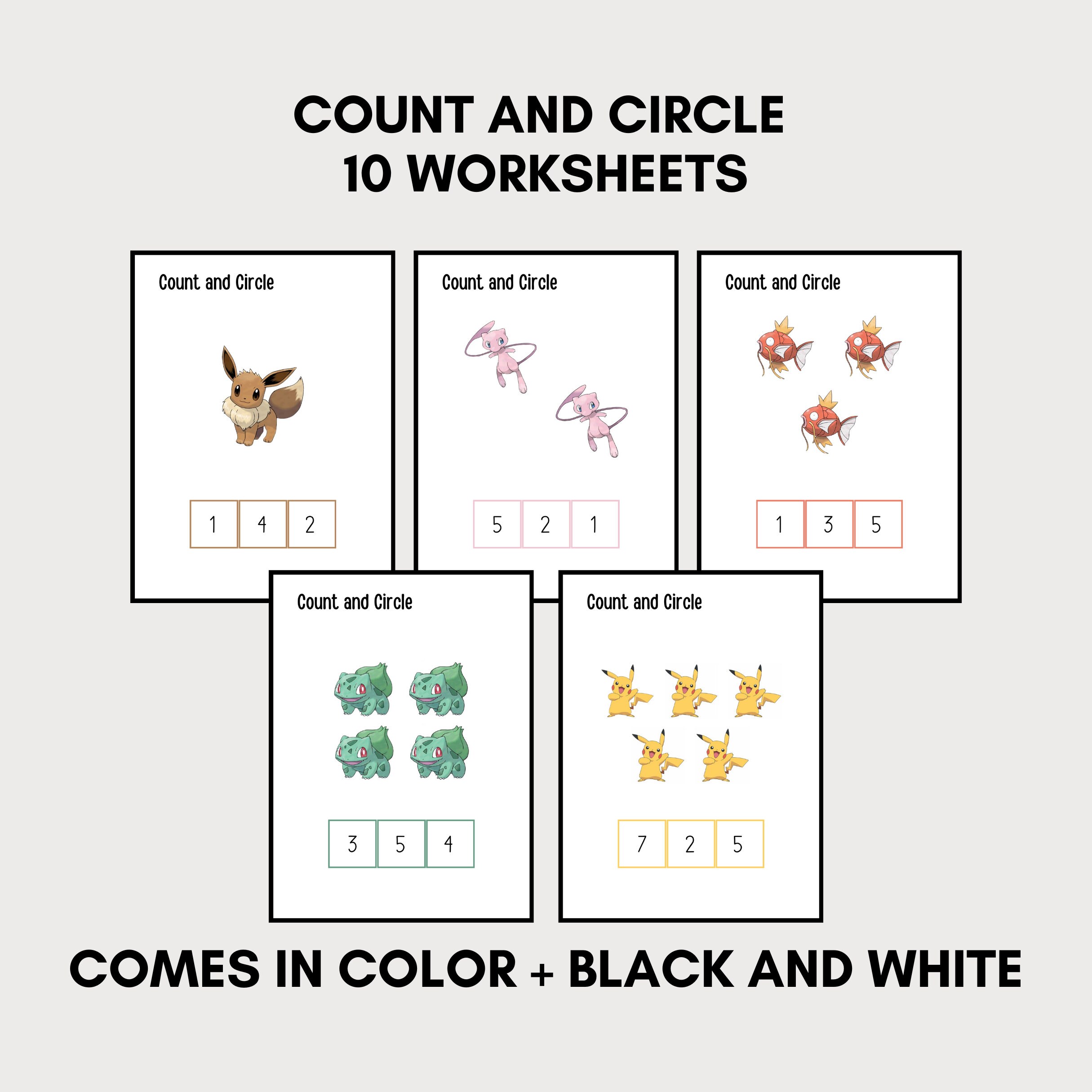 Pokemon Numbers Bundle | Printable Pokemon Numbers Puzzle, Worksheet ...