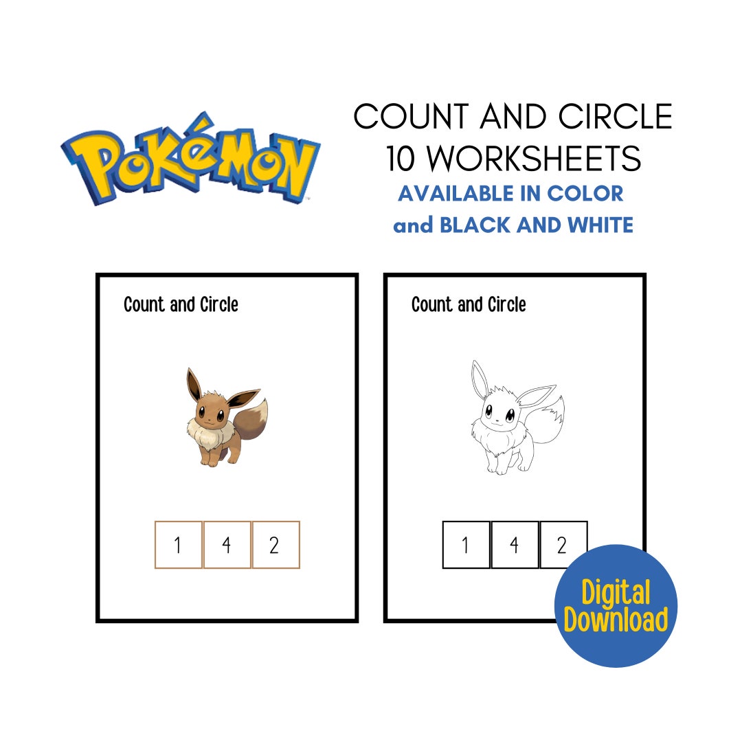 Preschool Pokemon Counting Worksheets Pokemon Preschool - Etsy