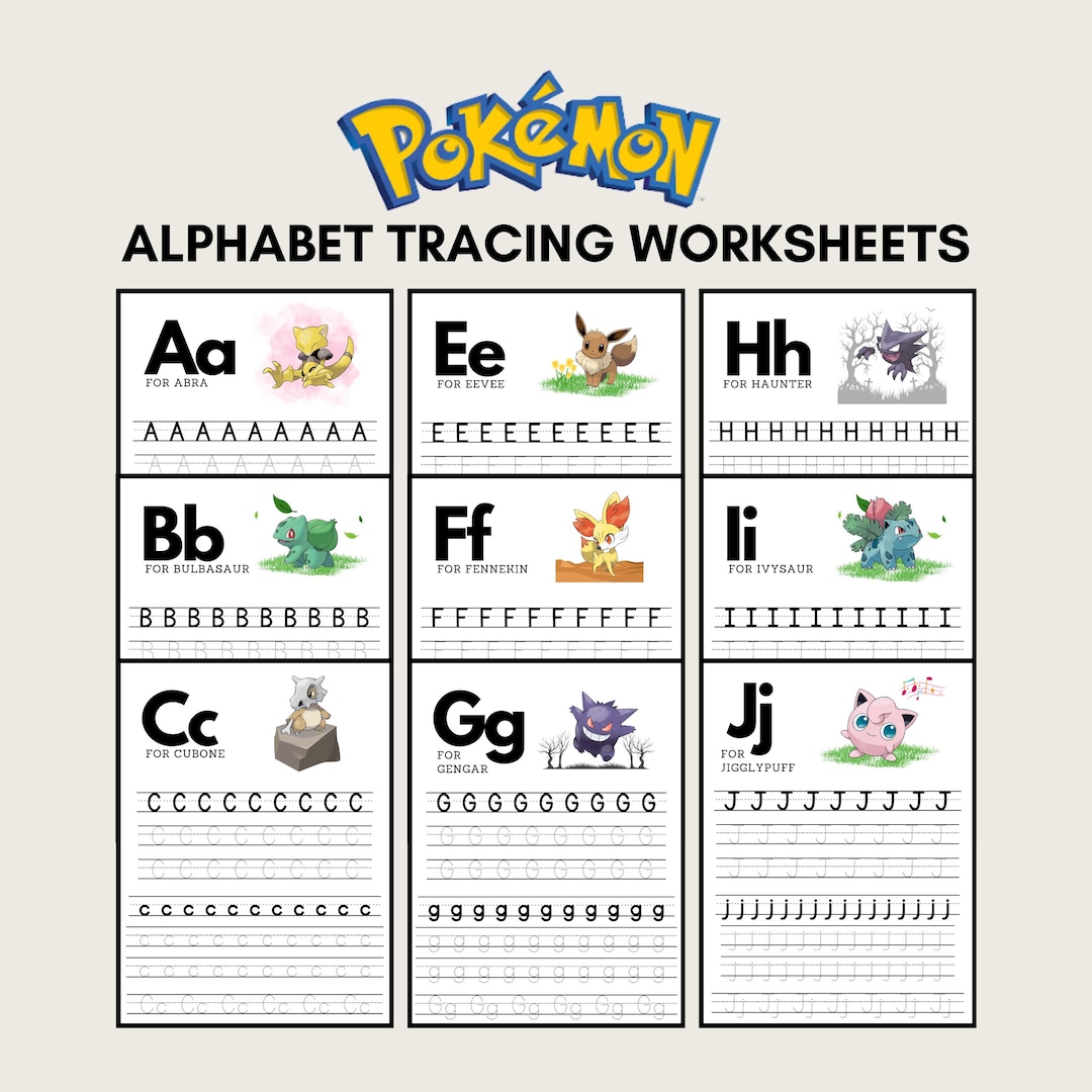 Preschool Pokemon Tracing Alphabet Worksheets, Pokemon Preschool ...