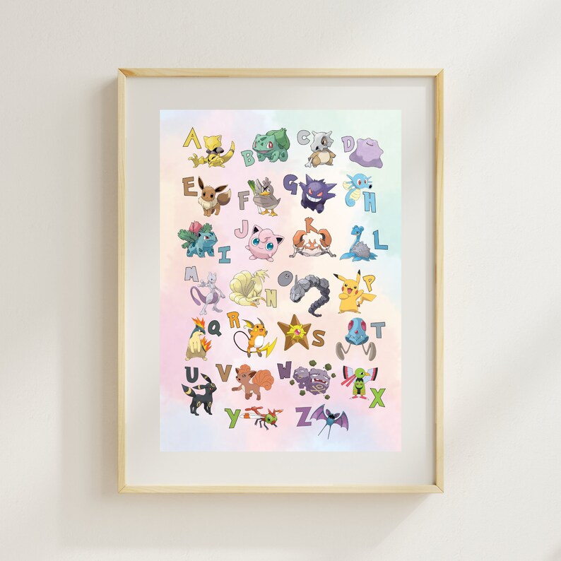Pokemon Alphabet Poster Digital Download Printable, Educational Pokemon ...