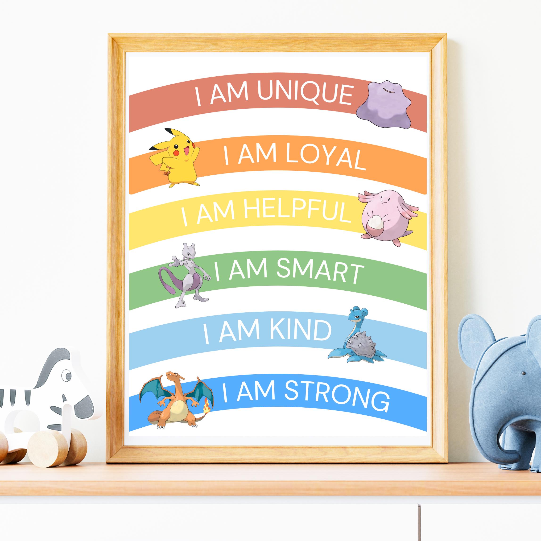 Pokemon Affirmation Poster Printable, Positive Kids Room Decor, Pokemon ...