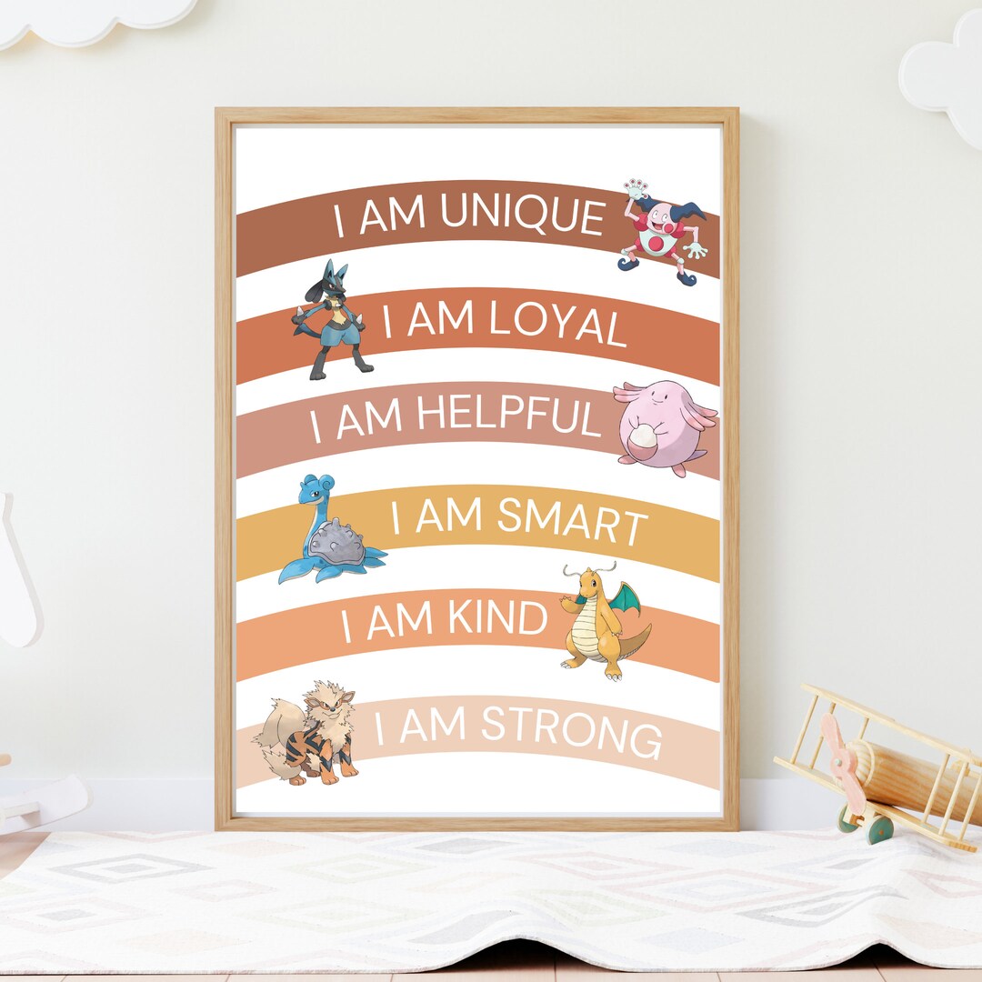 BOHO Pokemon Affirmation Poster Printable, Positive Kid Room Decor ...