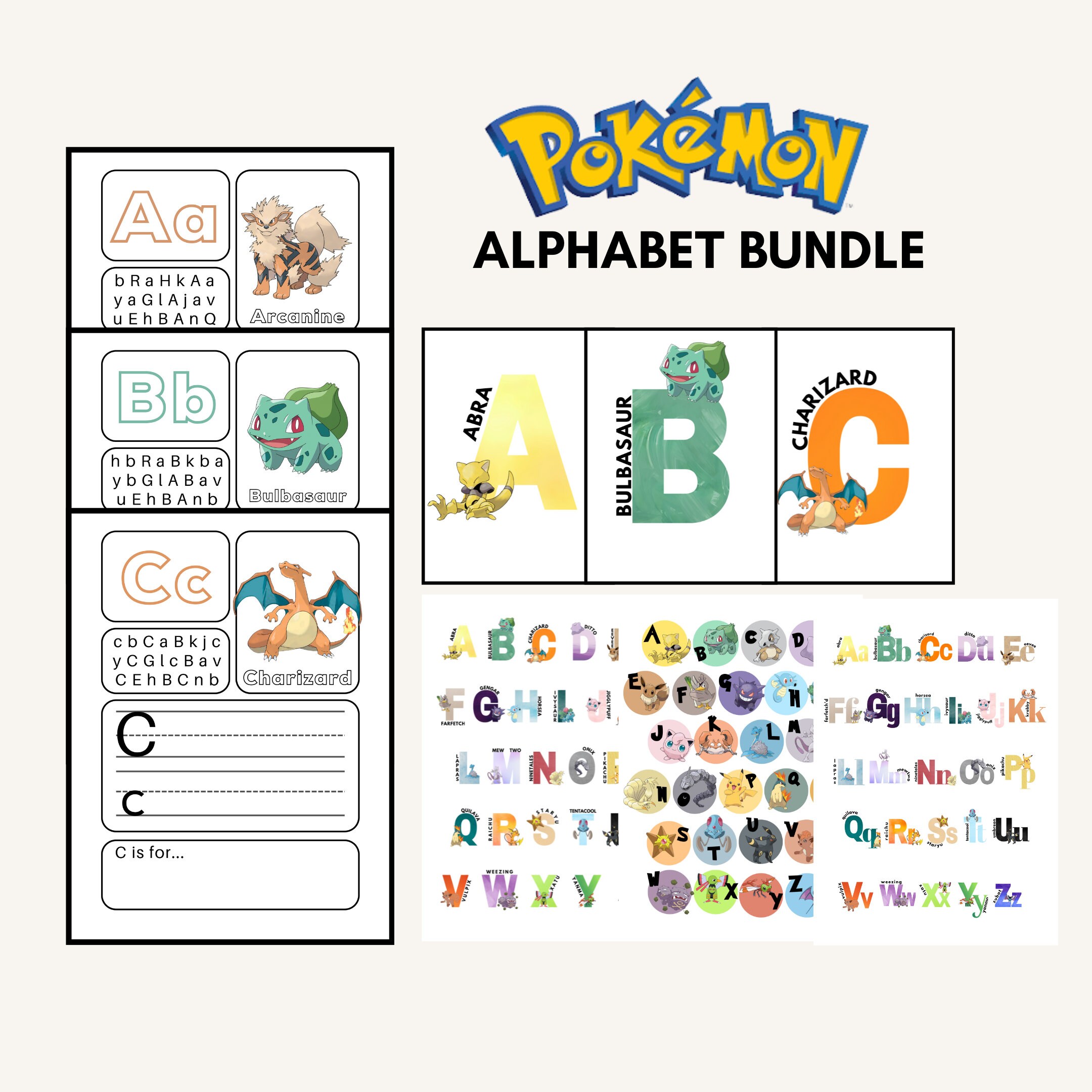Pokemon Alphabet Bundle | Pokemon ABC Cards Printable | Pokemon ...