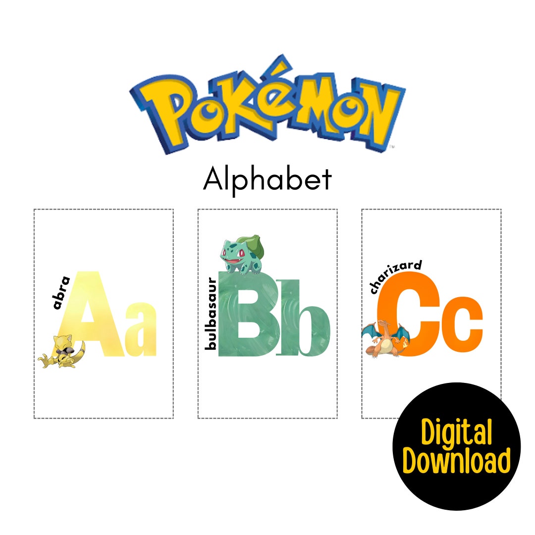 Pokemon Learn ABC Cards Printable Pokemon Homeschool - Etsy