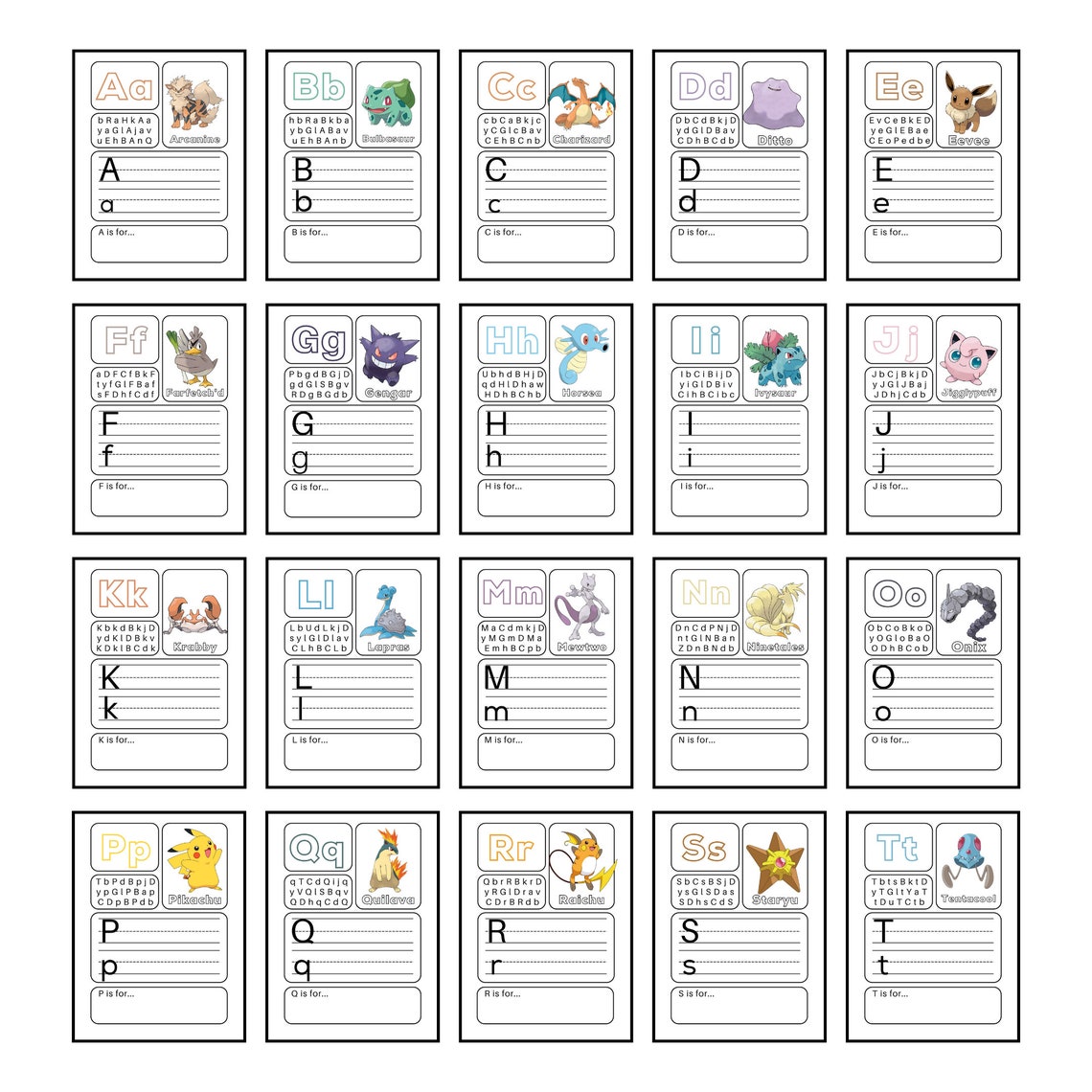 Preschool Pokemon Alphabet Worksheets, Pokemon Preschool Worksheets ...