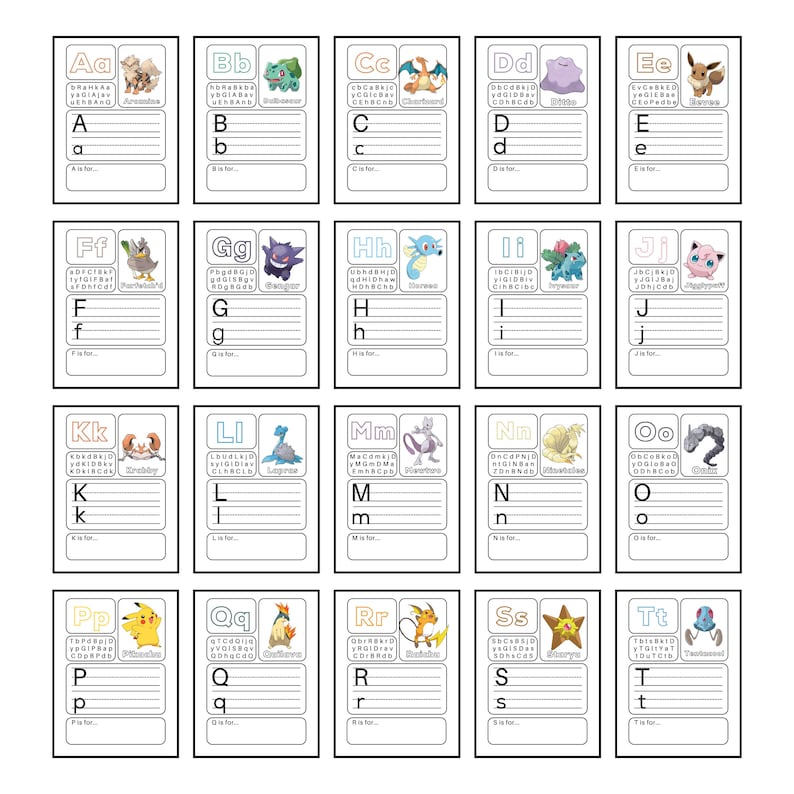 Preschool Pokemon Alphabet Worksheets, Pokemon Preschool Worksheets ...
