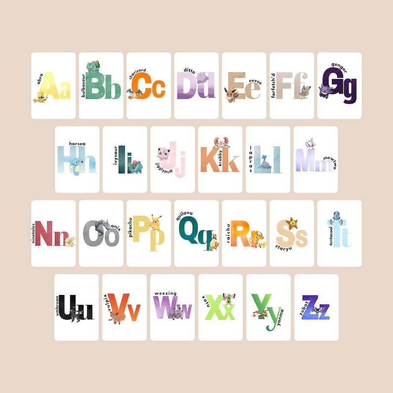 Pokemon Learn ABC Cards Printable | Pokemon Homeschool Printables ...