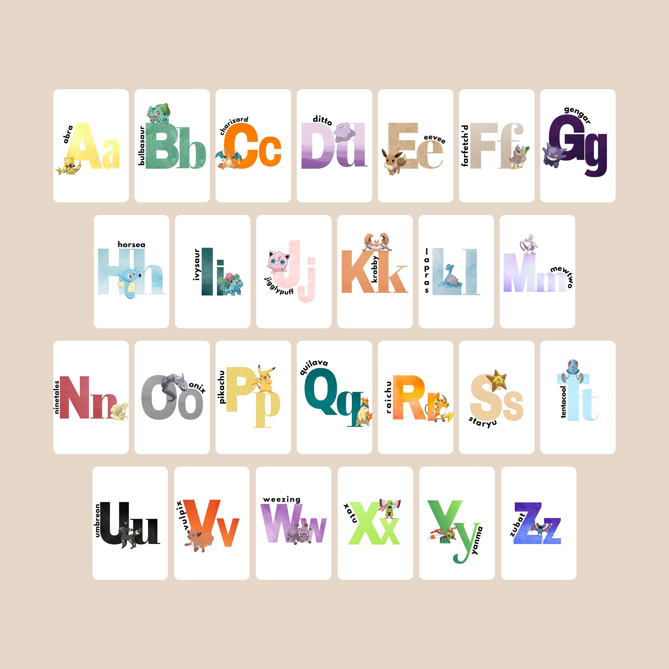 Pokemon Learn ABC Cards Printable | Pokemon Homeschool Printables ...