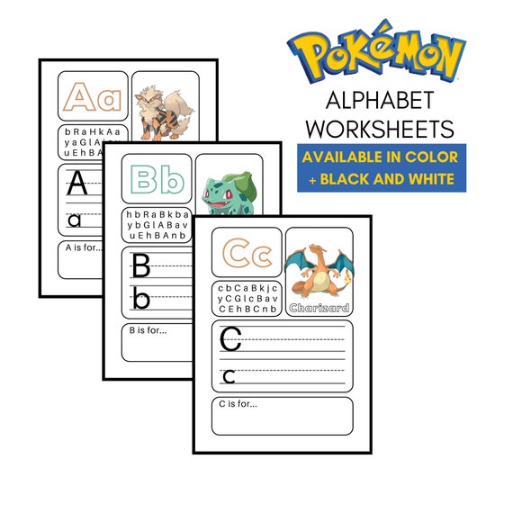 Preschool Pokemon Alphabet Worksheets Pokemon Preschool - Etsy