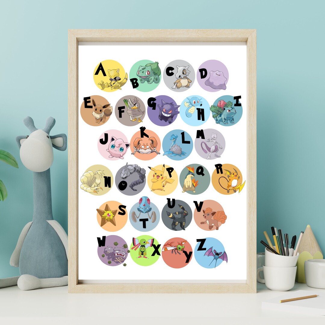 Pokemon Alphabet Poster Digital Download Printable, Educational Pokemon ...