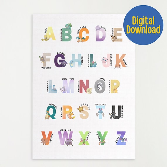 Pokemon Alphabet Poster Printable Educational Pokemon - Etsy