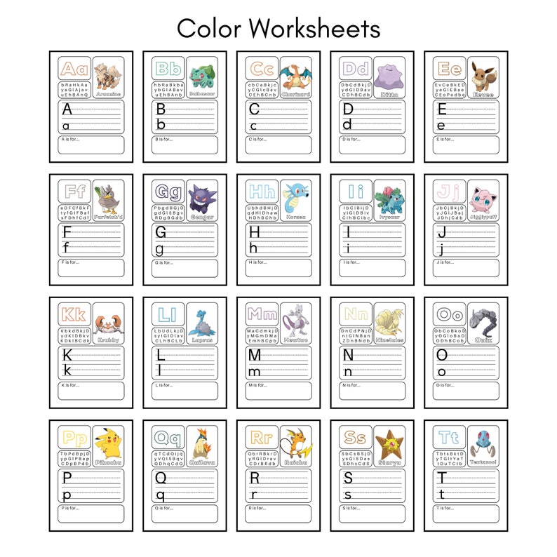 Pokemon Alphabet Bundle | Pokemon ABC Cards Printable | Pokemon ...