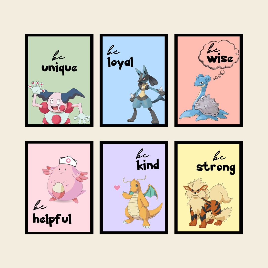6 Pokemon Affirmation Posters Printable, Positive Kids Room Decor ...