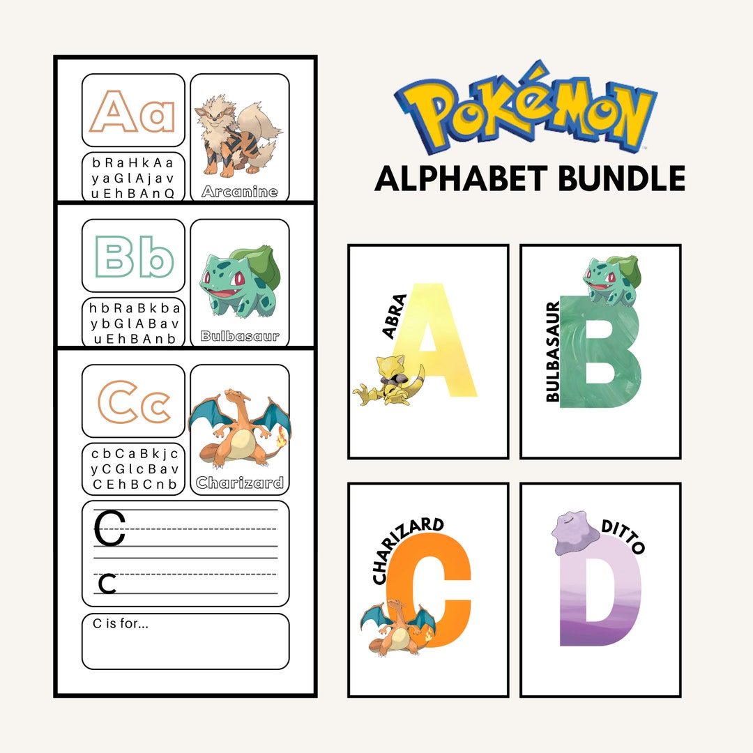 Pokemon Alphabet Bundle Pokemon ABC Cards Printable Pokemon Homeschool ...