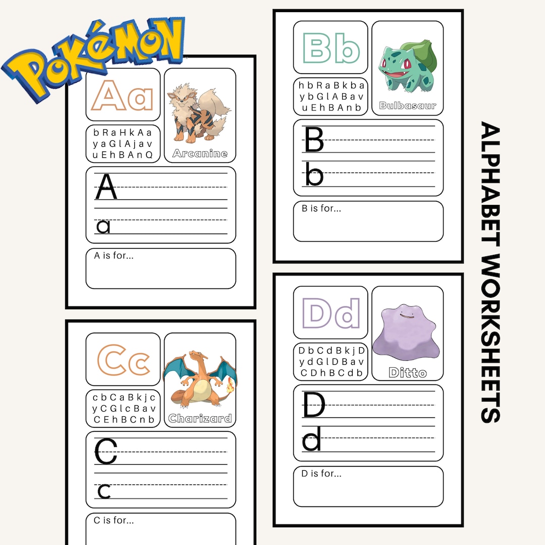 Preschool Pokemon Alphabet Worksheets, Pokemon Preschool Worksheets ...