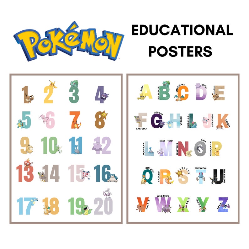 Pokemon Educational Poster Printables Educational Pokemon - Etsy