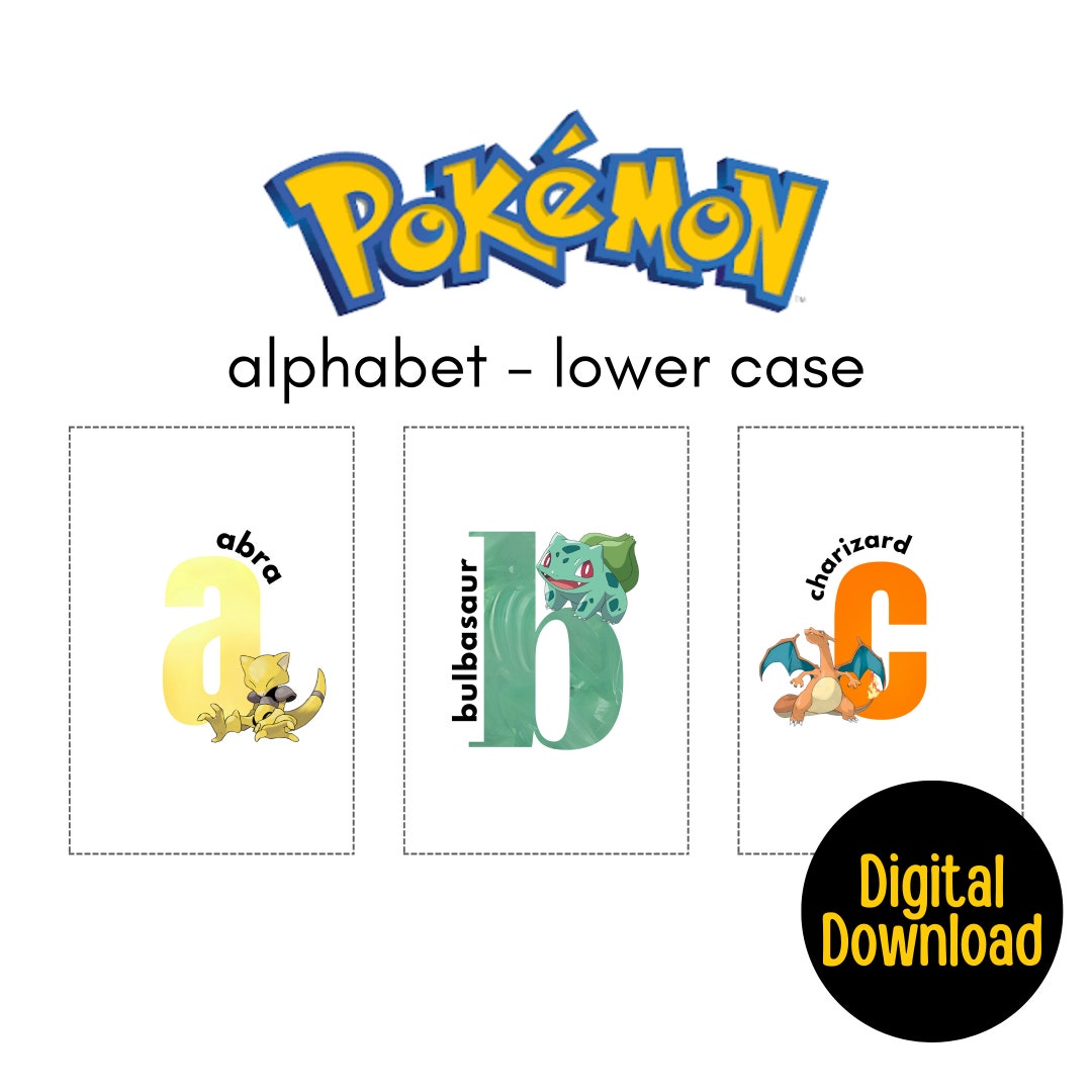 Pokemon ABC Lower Case Cards Printable Pokemon Homeschool - Etsy