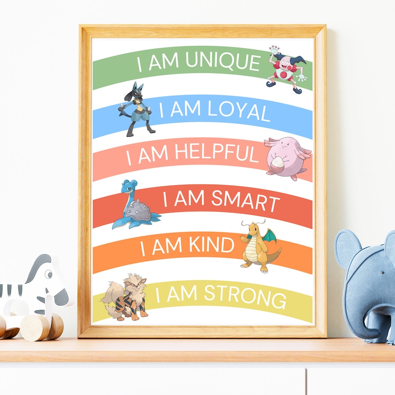 Pokemon Affirmation Poster Printable, Positive Kids Room Decor, Pokemon ...