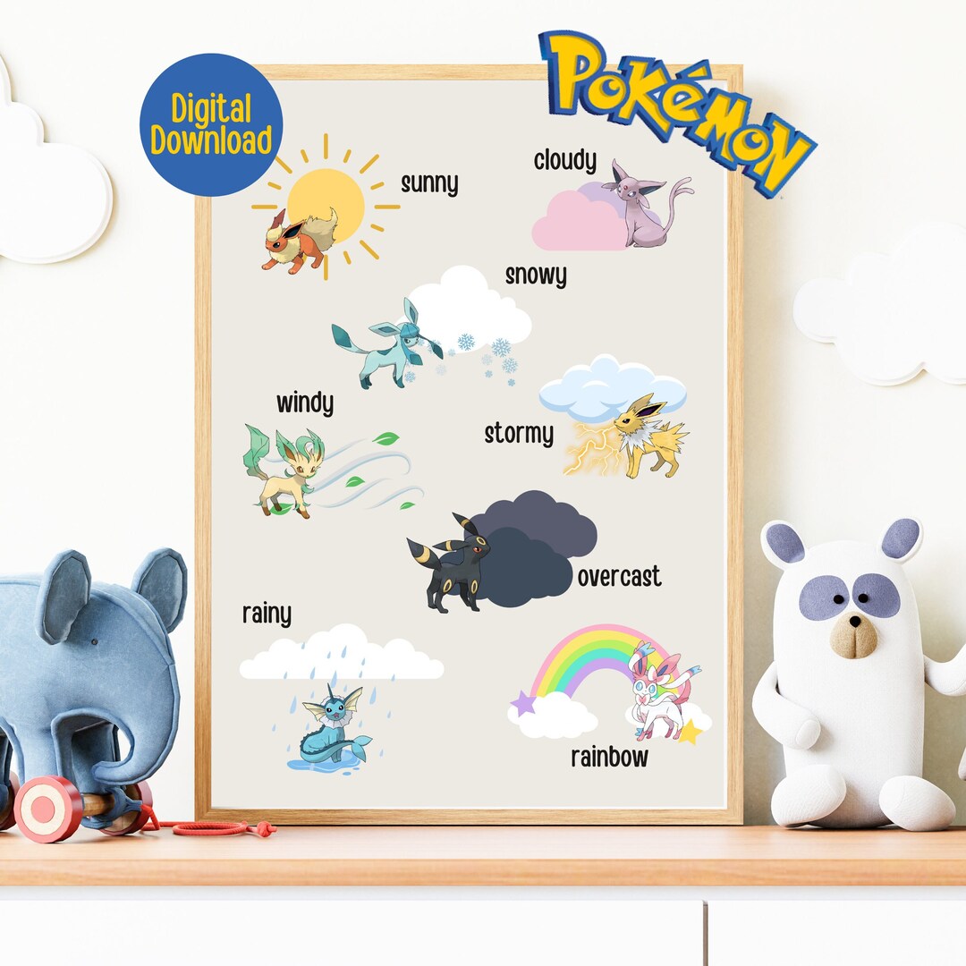 Pokemon EEVEE Evolution Weather Poster Printable, Educational Pokemon ...