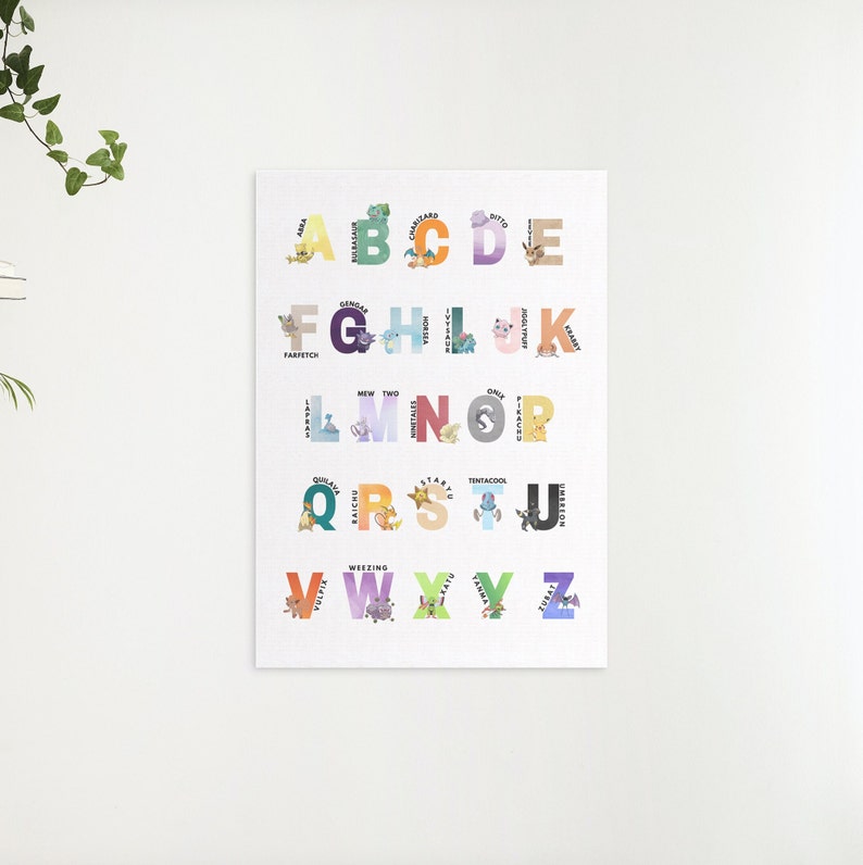 Pokemon Alphabet Poster Digital Download Printable, Educational Pokemon ...