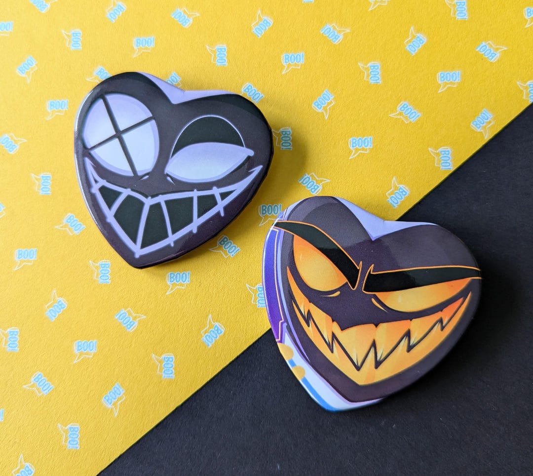 Hazbin Hotel Adam and Lute Heart Shaped Badges - Etsy