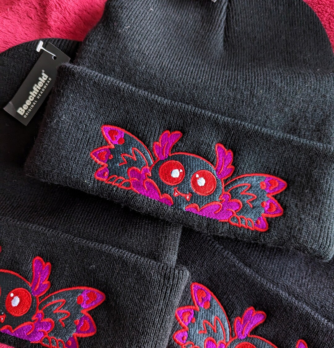 Peeking Mothman Cryptid Embroidered Beanie - Etsy