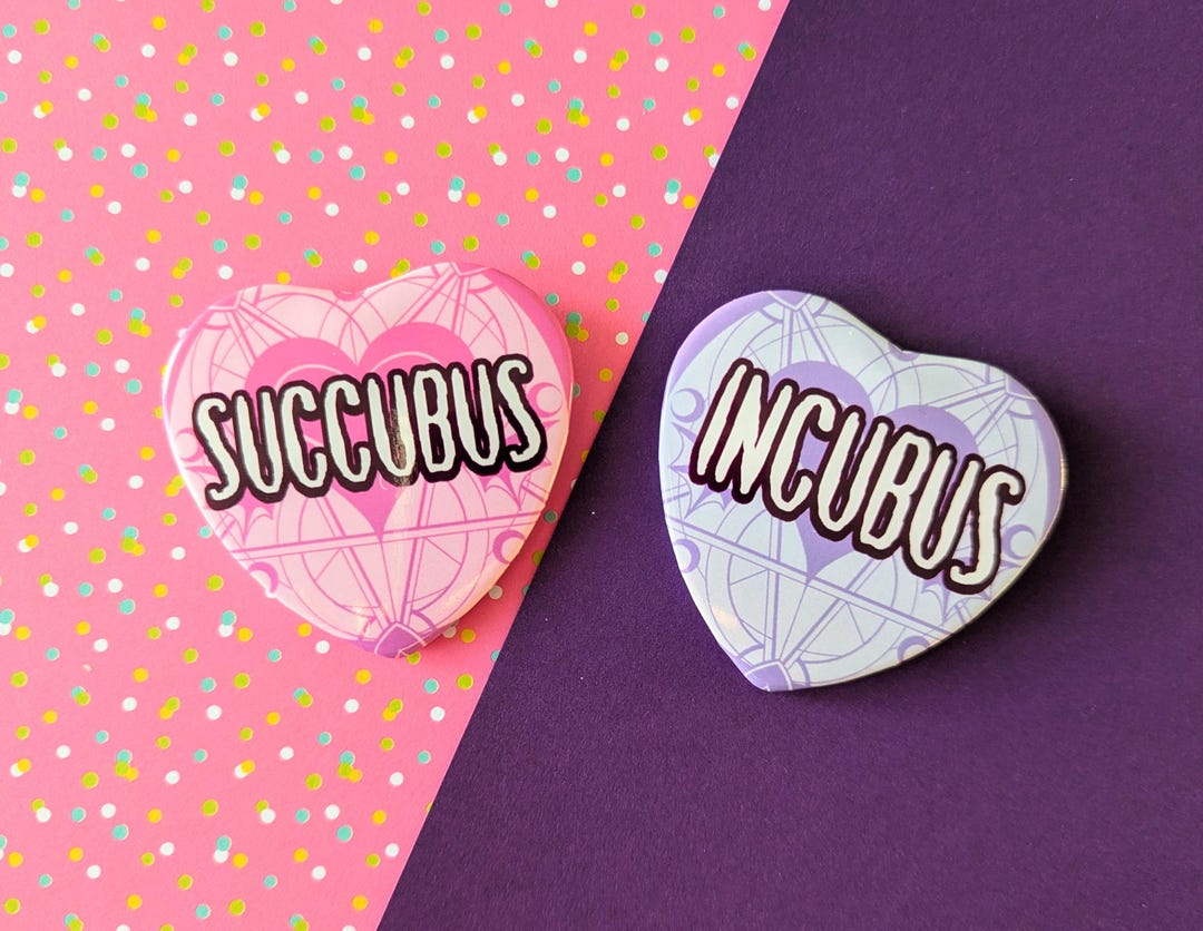 Succubus Incubus Cute Heart Shaped Badges - Etsy