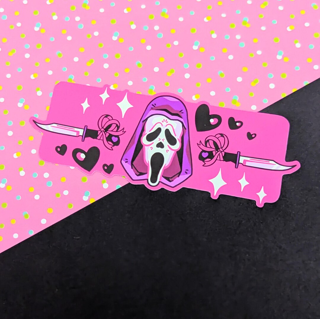 Girly Kawaii Pastel Goth Horror Slasher Mask 10cm Vinyl Sticker - Etsy
