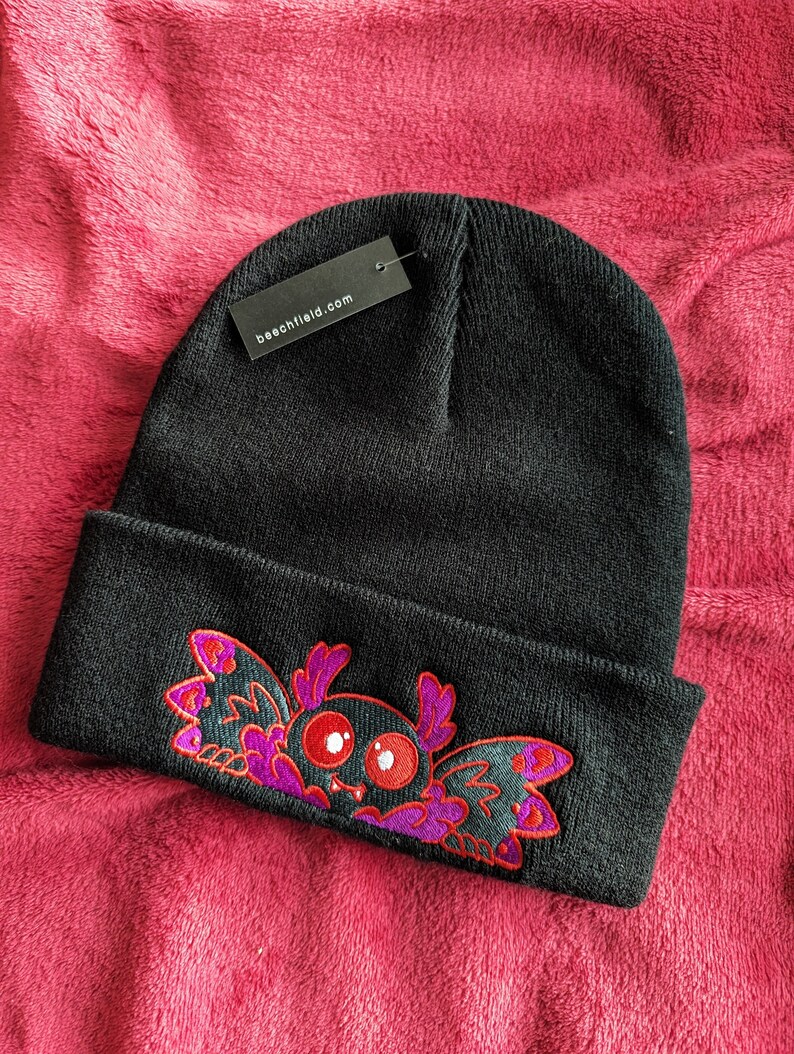 Peeking Mothman Cryptid Embroidered Beanie - Etsy