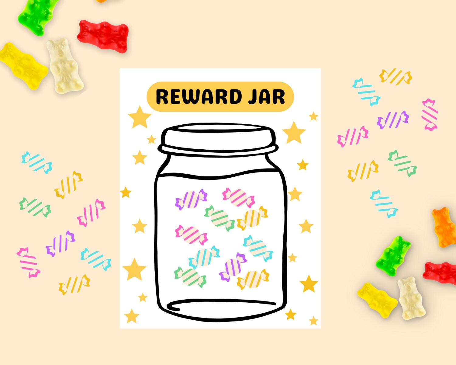 Reward Chart Jar Templates Printable Reward Jar Chart DIGITAL - Etsy