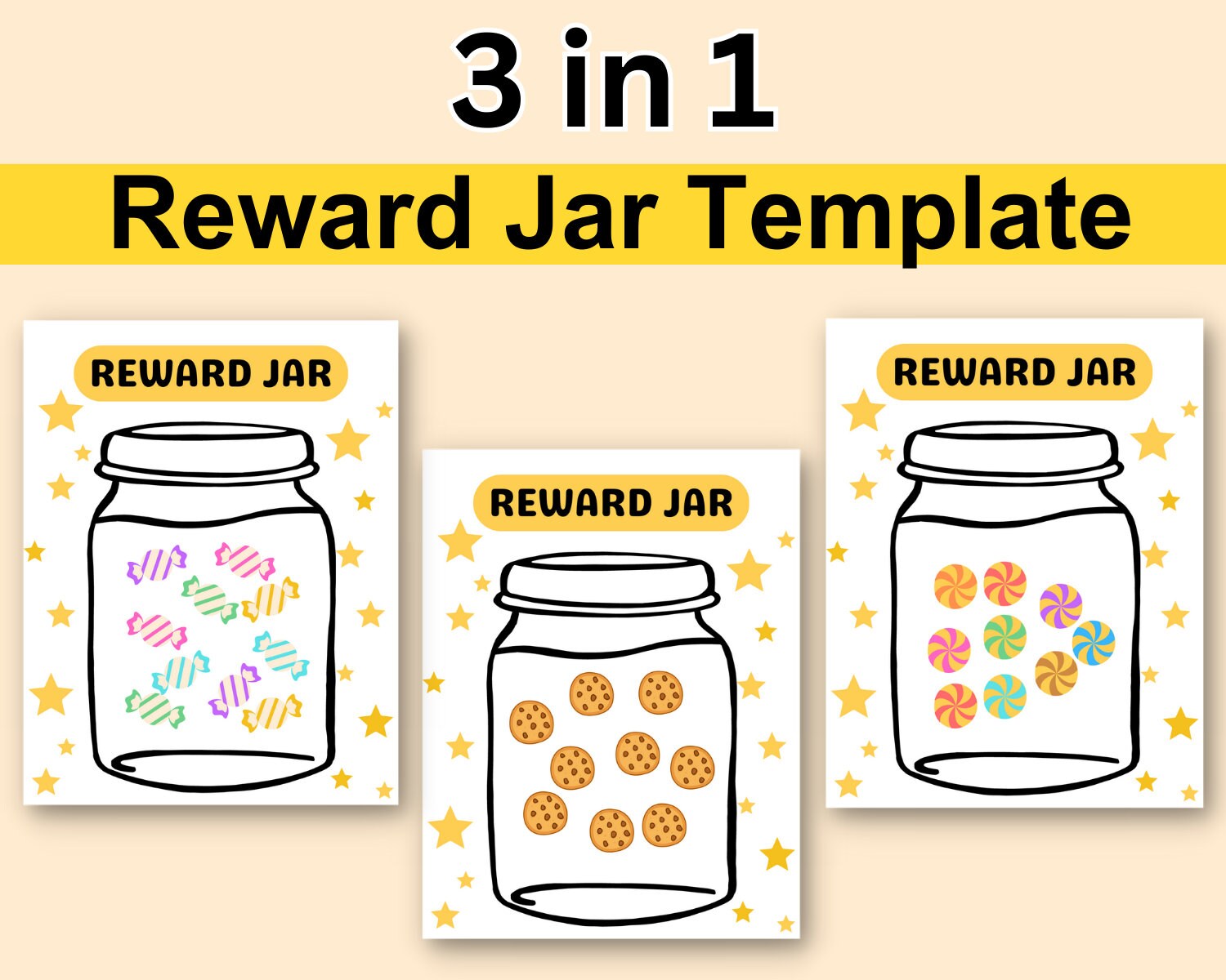 Reward Chart Jar Templates Printable Reward Jar Chart DIGITAL - Etsy