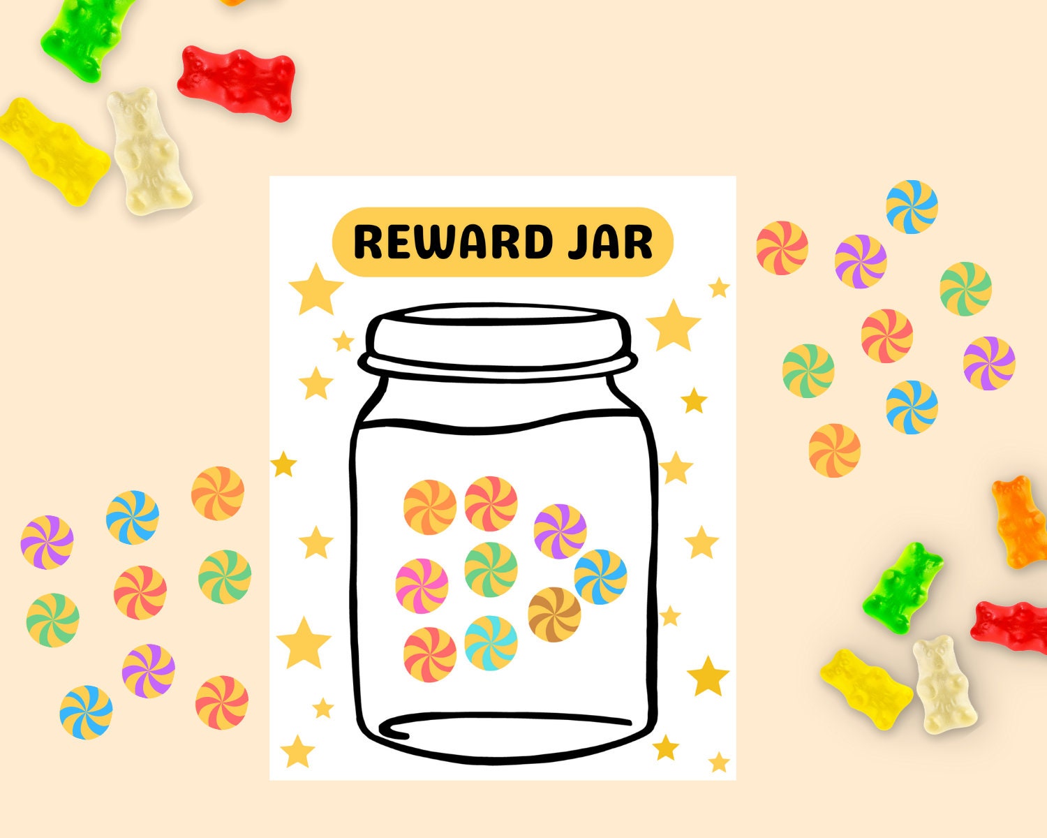 Reward Chart Jar Templates Printable Reward Jar Chart DIGITAL - Etsy