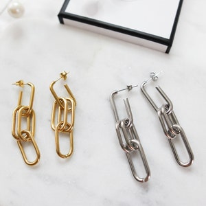 Titanium Large Chain 2 Styles Dangle Earrings, Non Tarnish, Implant ...