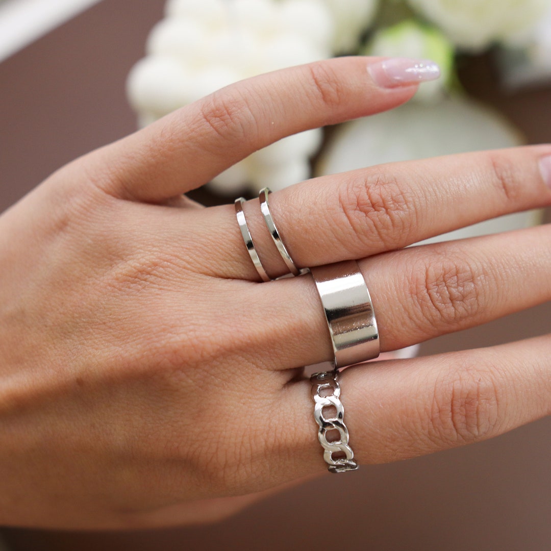 Titanium Ring Set of 3 Adjustable Ring, Non Tarnish Ring, Men Ring ...