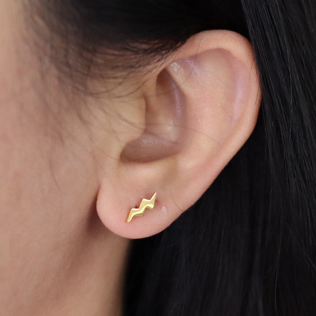 Titanium Lightning Stud Earrings, Non Tarnish Earrings, Implant Grade ...