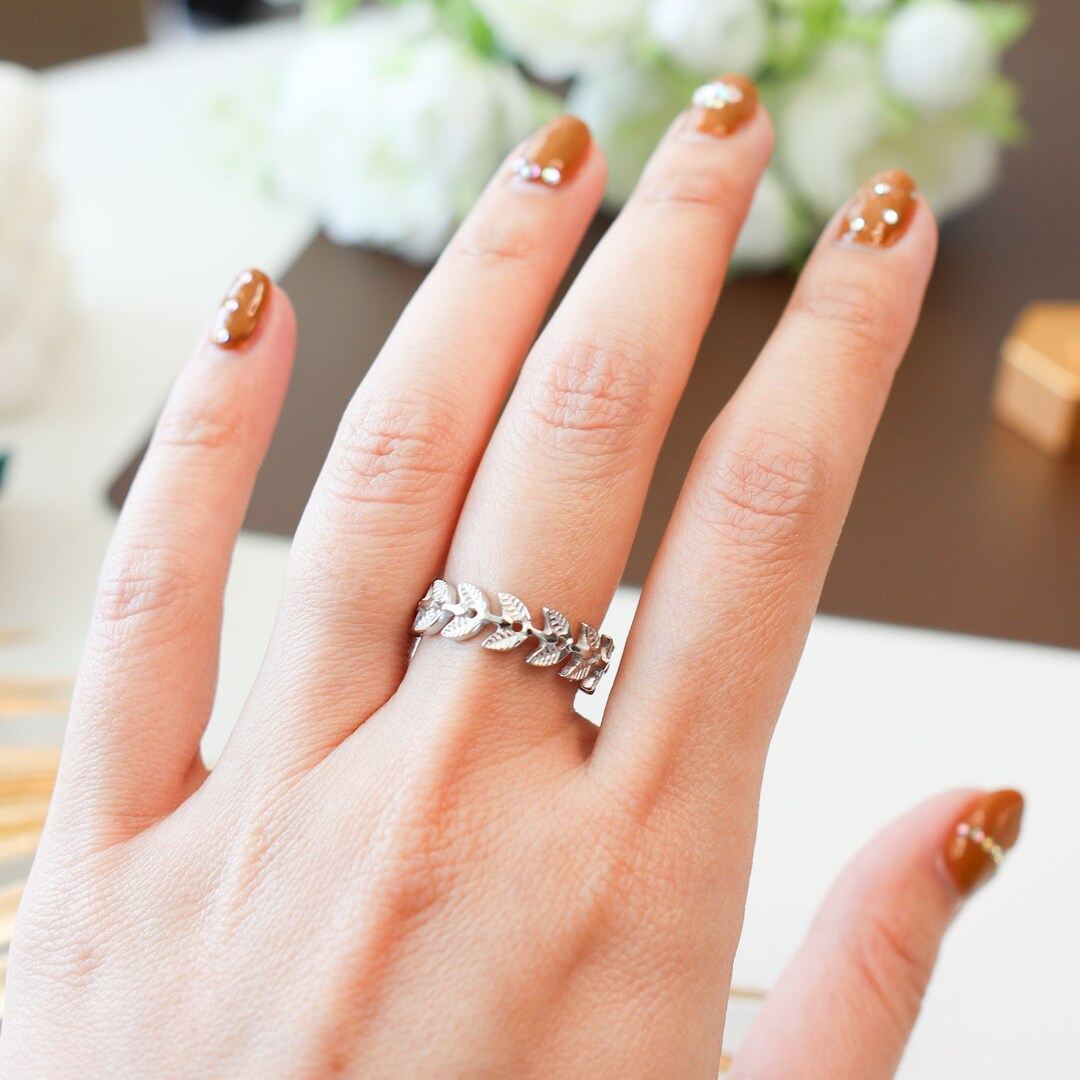 Titanium Leaves Open Ring, Non Tarnish Ring, Elegant Ring, Waterproof ...